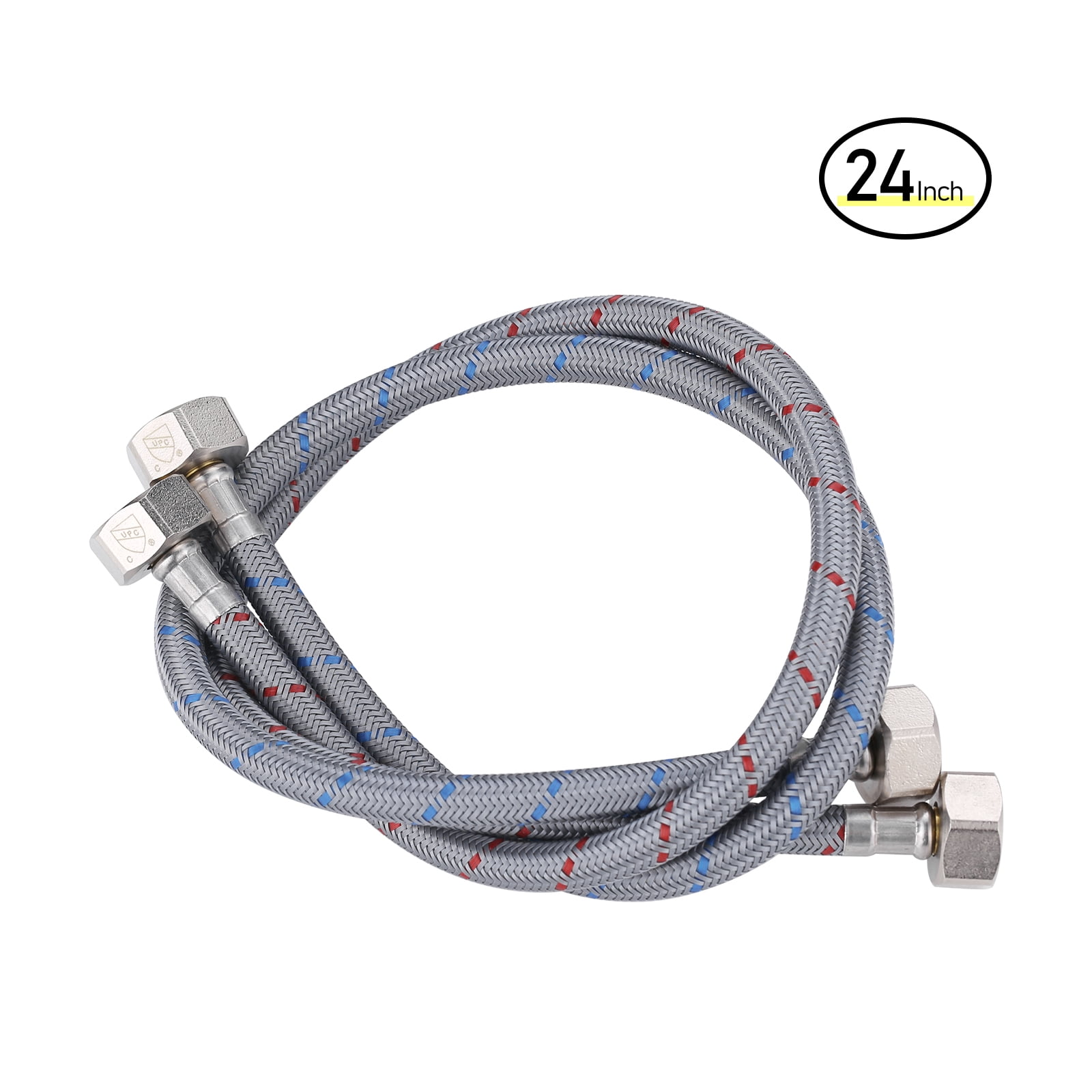 Wowow 24-Inch Length Faucet Hose Connector Braided Stainless Steel cUPC Supply Lines 1/2-Inch ...