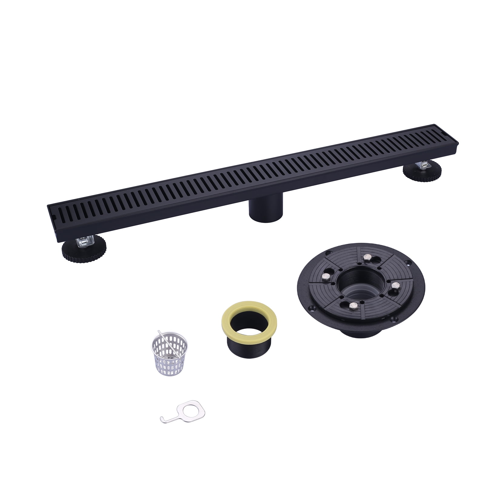 Wowow 24 Inch Shower Linear Drain, 304 Stainless Steel Shower Floor Drain with Grate Removable ...