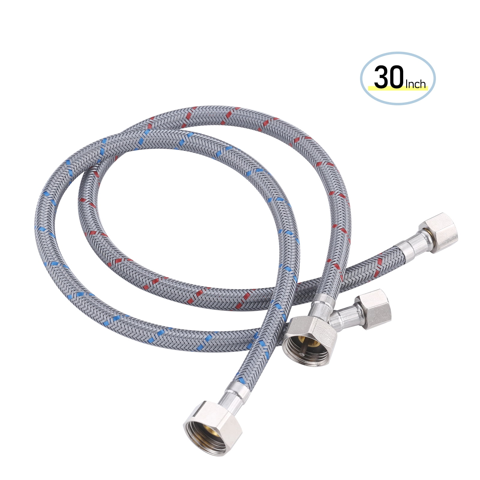 Wowow 30” Length Faucet Hose Connects Bathroom Kitchen Sink to Water Supply Braided Nylon Supply ...