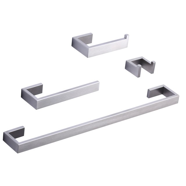 Wowow 4-Piece Brushed Decorative Bathroom Hardware Set with Towel Bar ...