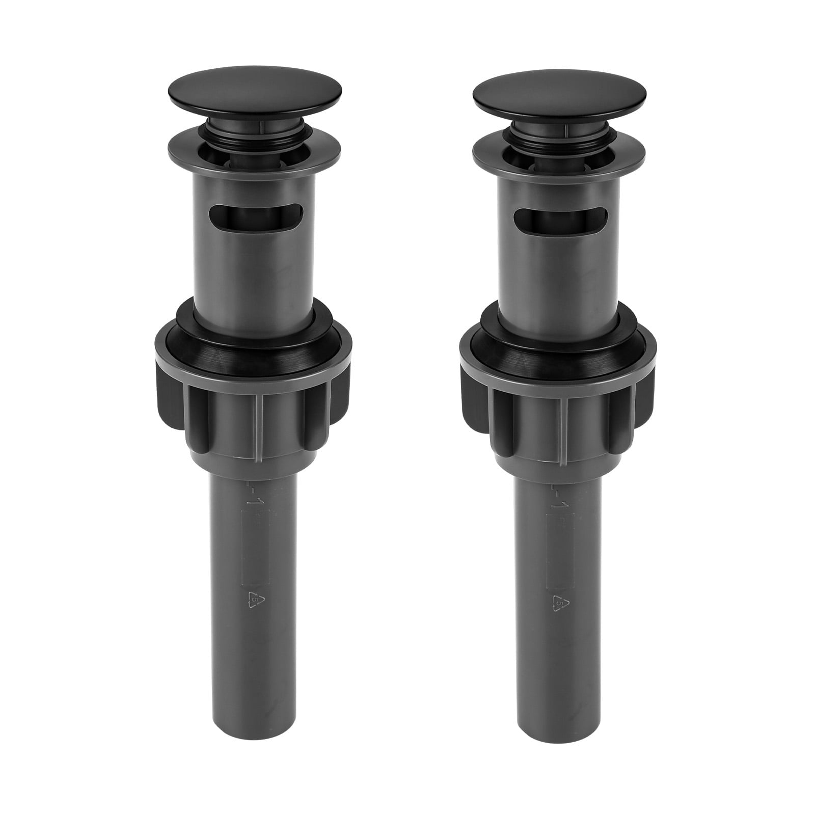 Wowow Bathroom Sink Drain with Overflow 2 Pack, Matte Black Pop Up ...