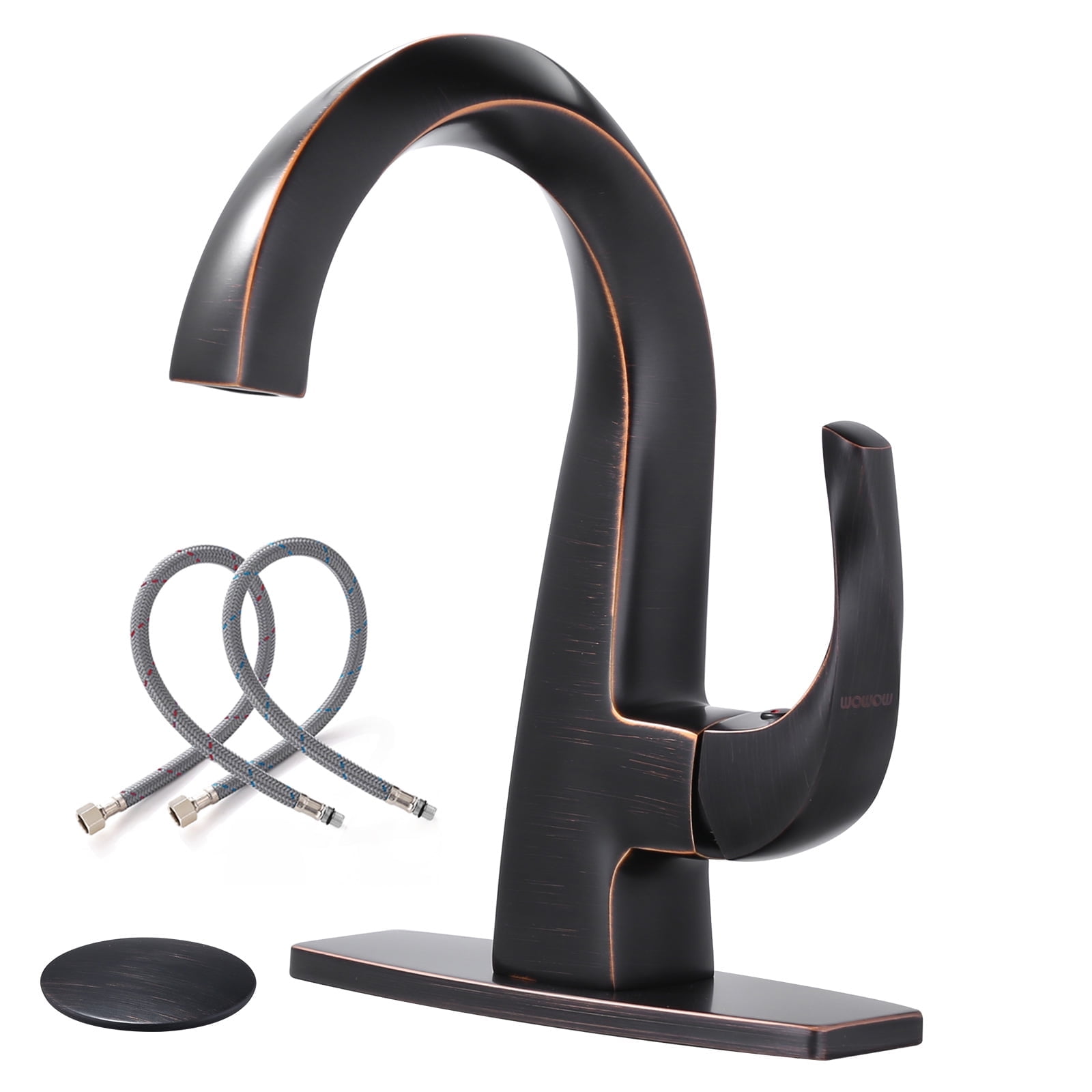 Wowow Oil Rubbed Bronze Single Hole 1-Handle Bathroom Sink Faucet with ...