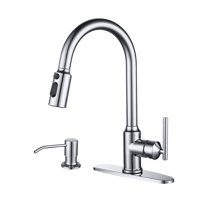 Wowow Stainless Steel Kitchen Faucet with Soap Dispenser, Matte Black ...