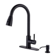 Wowow Stainless Steel Kitchen Faucet with Soap Dispenser, Matte Black ...