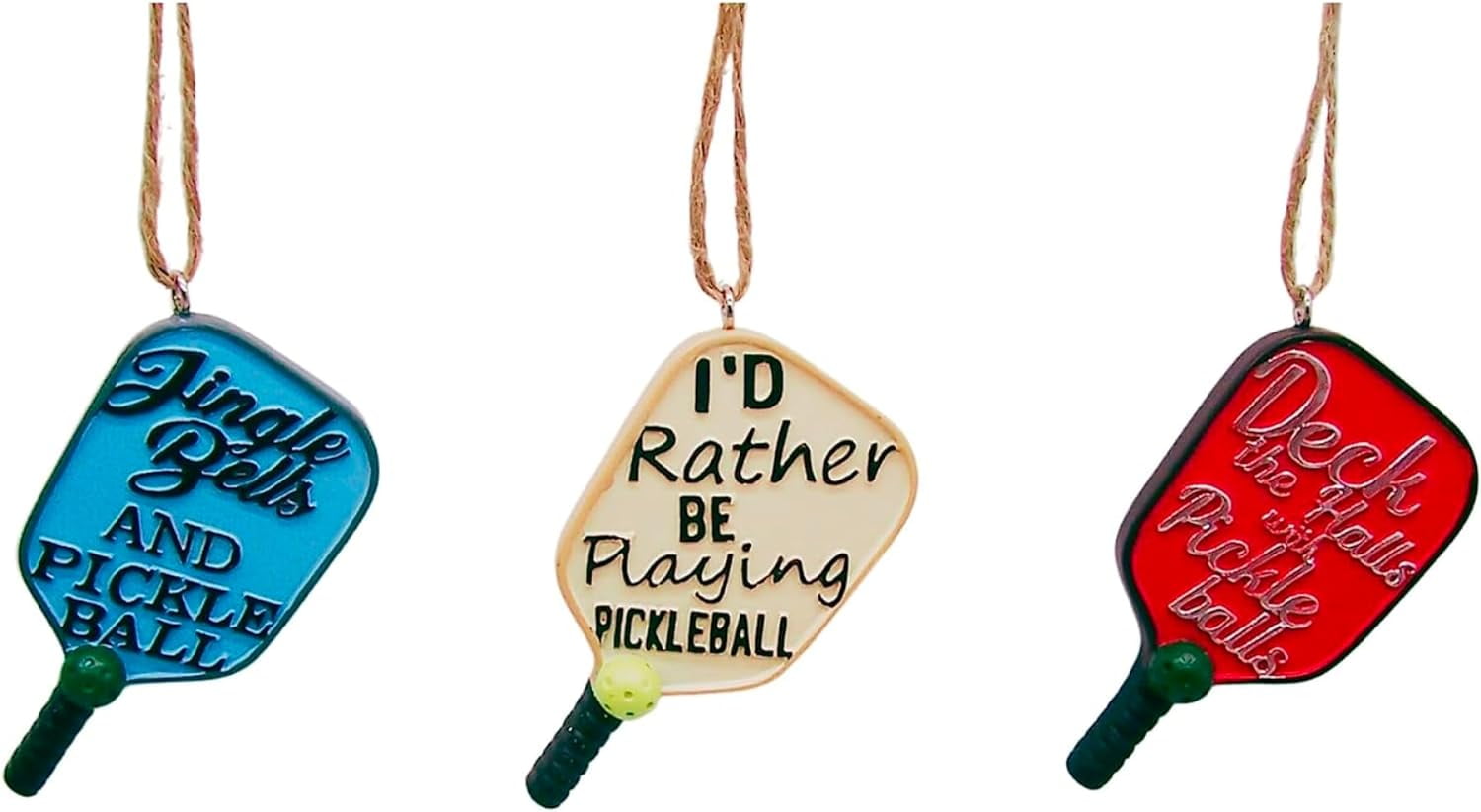 Wowser Brands Pickleball Paddle Ornaments, 3 Assorted Designs, 3 inches ...