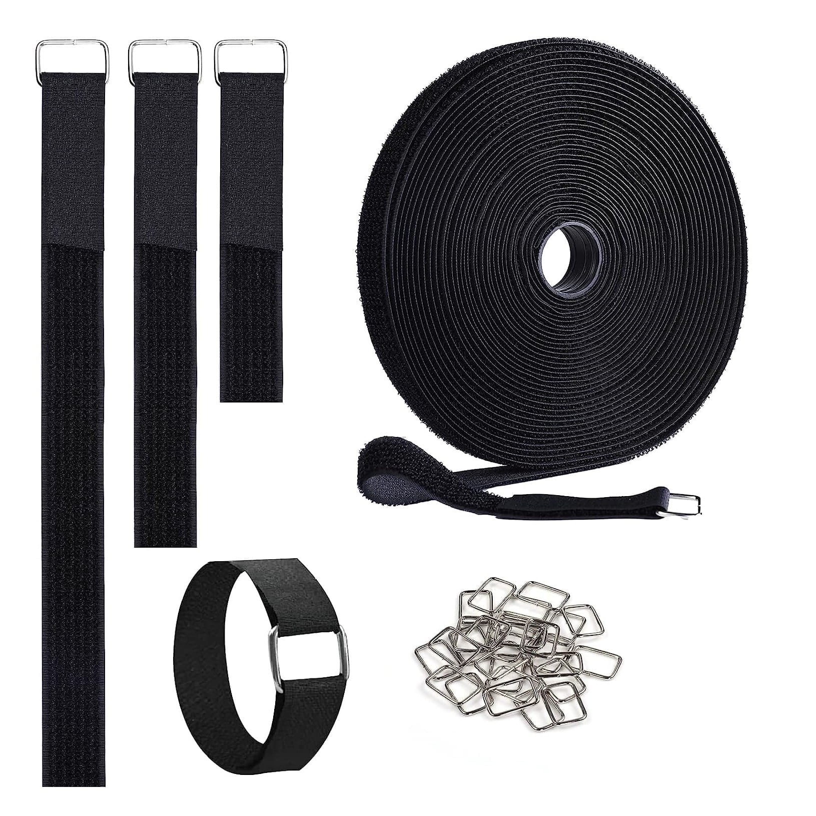 Wowstyle 16Ft Adjustable Nylon Cable Straps with 25 Buckles Free Cut ...
