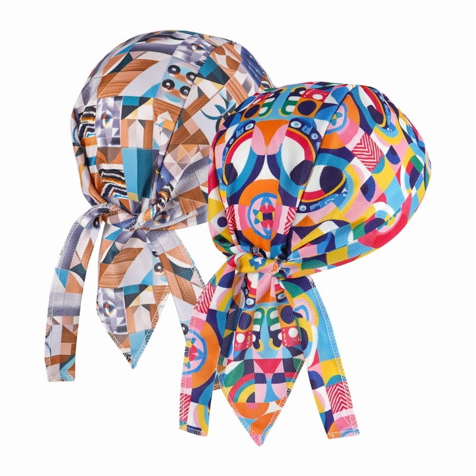 Wowstyle 2 Pcs Do Rags for Women Men Skull Cap Durag Colorful Print Hat ...