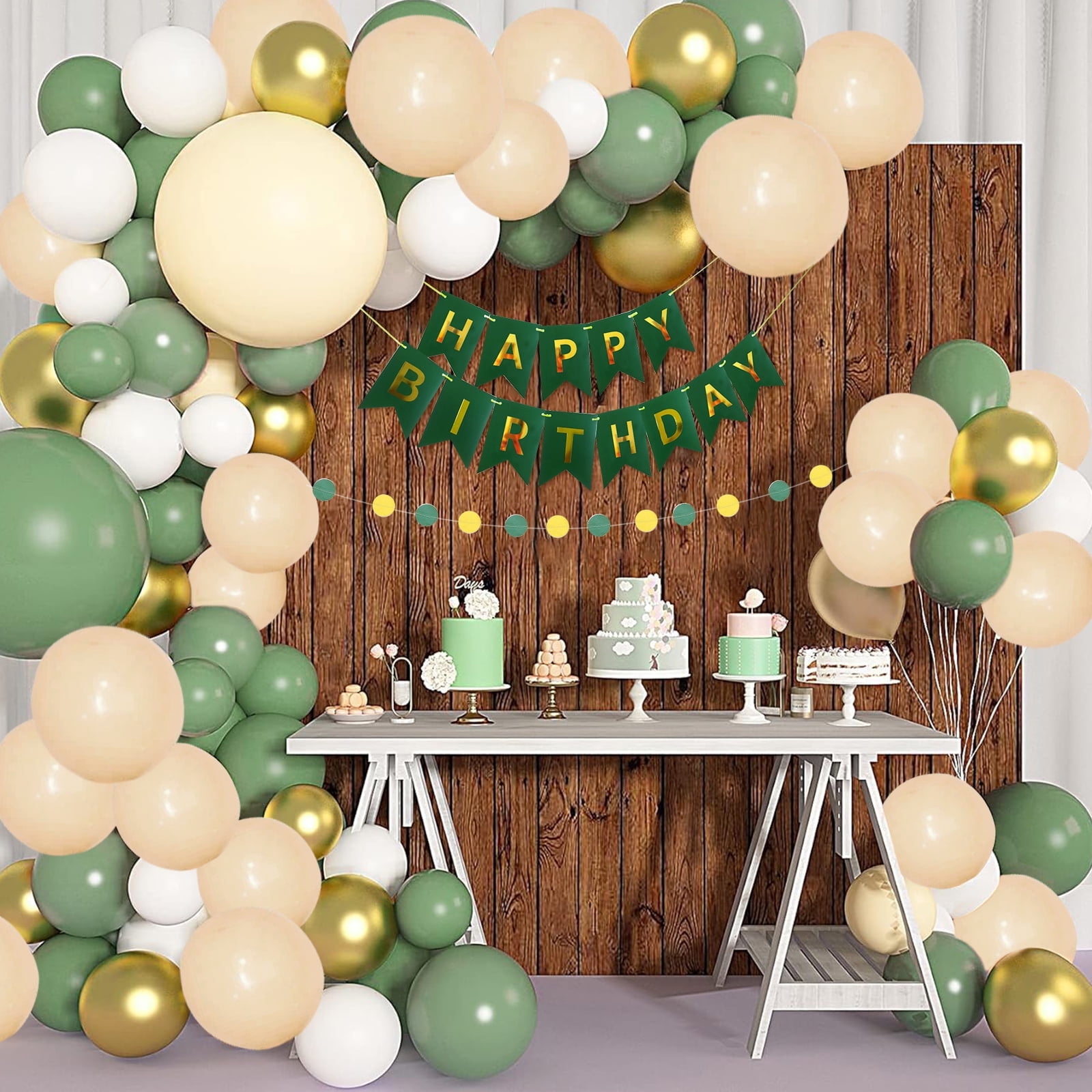 Wowstyle Green Gold Birthday Party Decorations Happy Birthday Banner ...