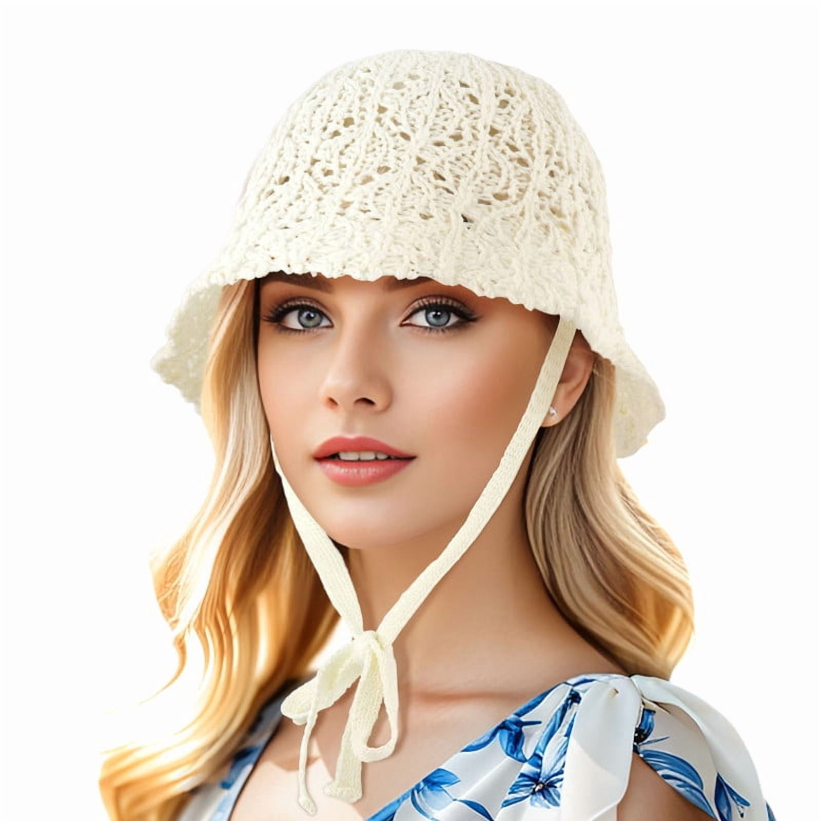 Wowstyle Women Cotton Crochet Slouchy Bucket Cutout Solid Hat Sun Hats ...