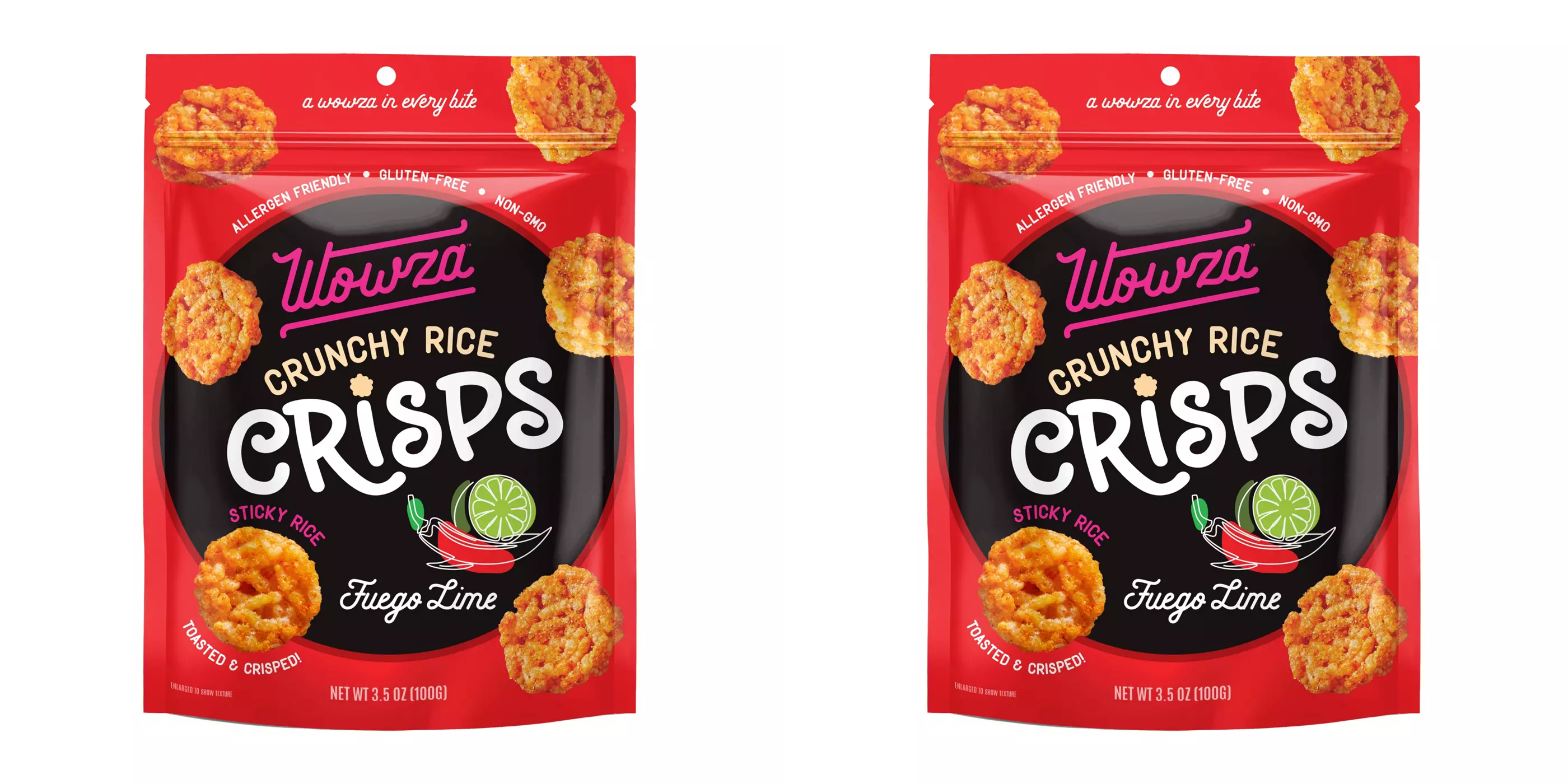 Wowza Fuego Lime Crunchy Rice Crisps, 3.5 oz pack of 2, Fuego Lime ...