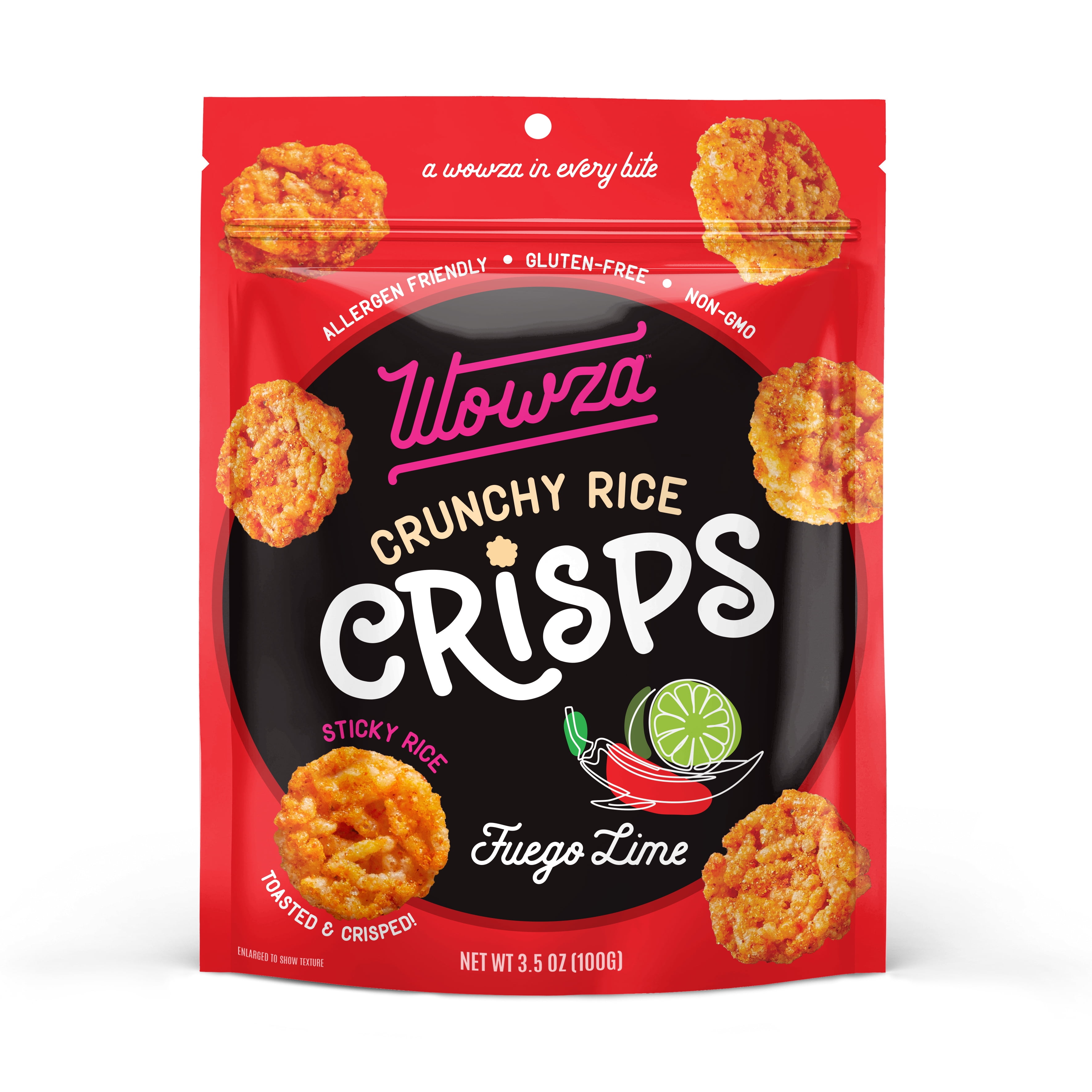 Wowza Fuego-Lime Rice Crisps, Healthy Sticky Rice Crunchy Rice Chips, 3 ...