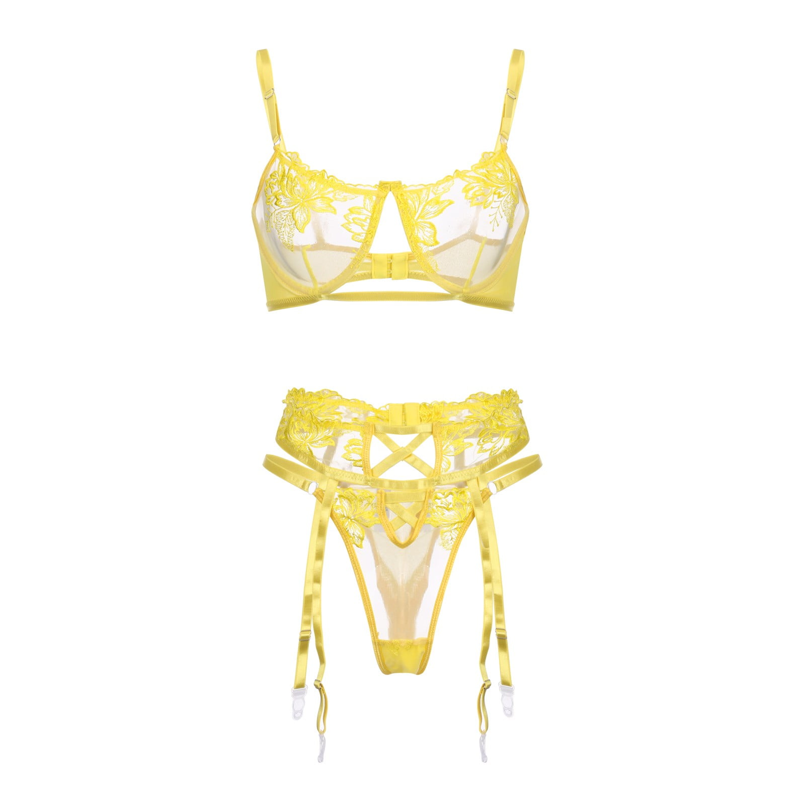 Wozhidaoke Bras for Women Steel Ring Bra Embroidery Underwear Lingerie ...