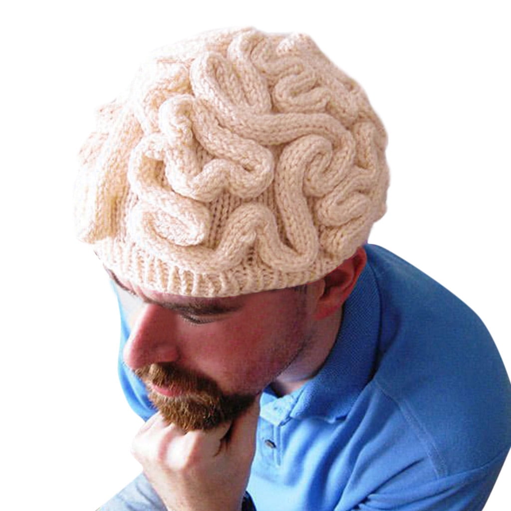 Wozhidaoke Hats For Men Hand Knitted Personality Brain Hat Kids Adults ...