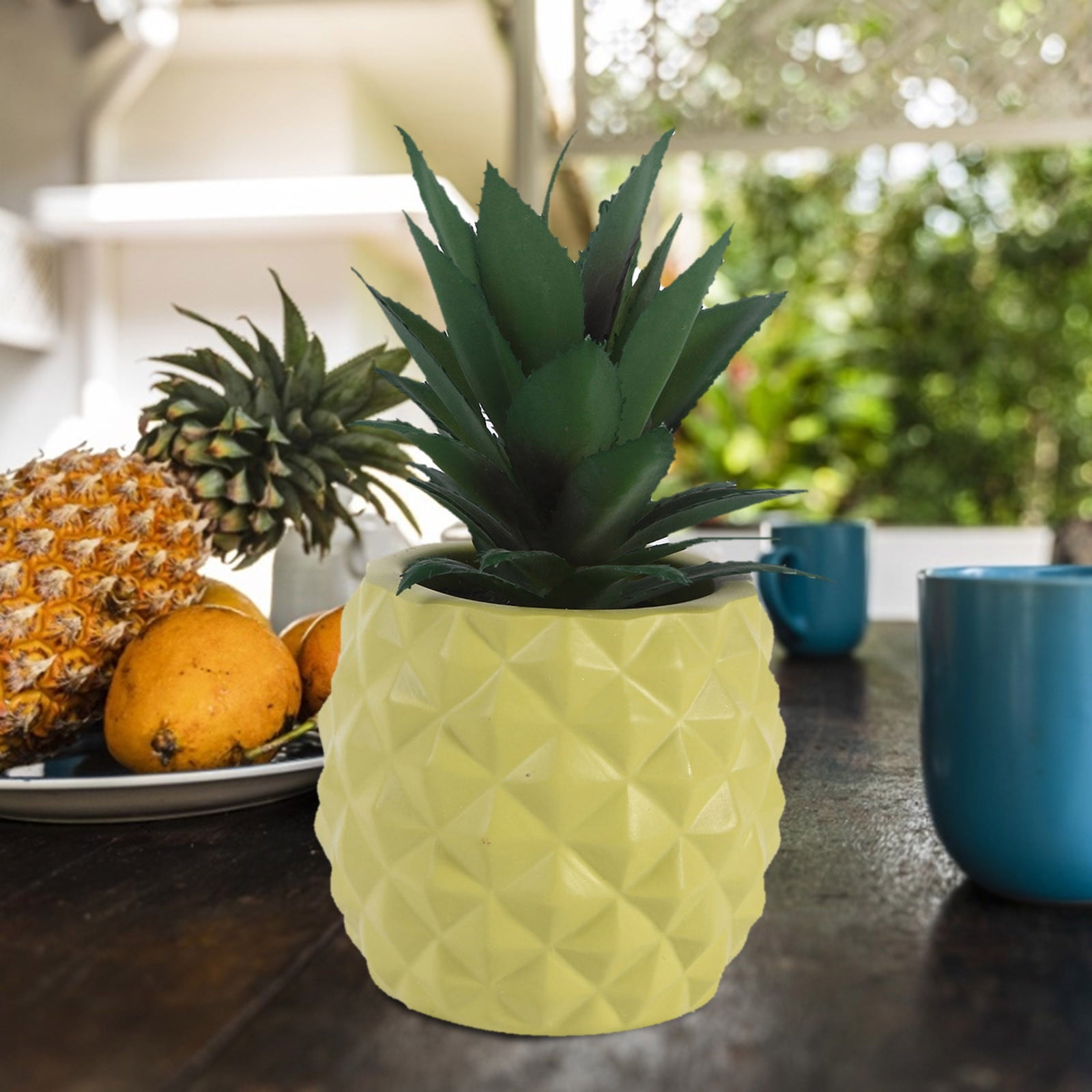 Wozhidaoke Plant Pots Resin Decoration Pineapple Plant Green Plant ...