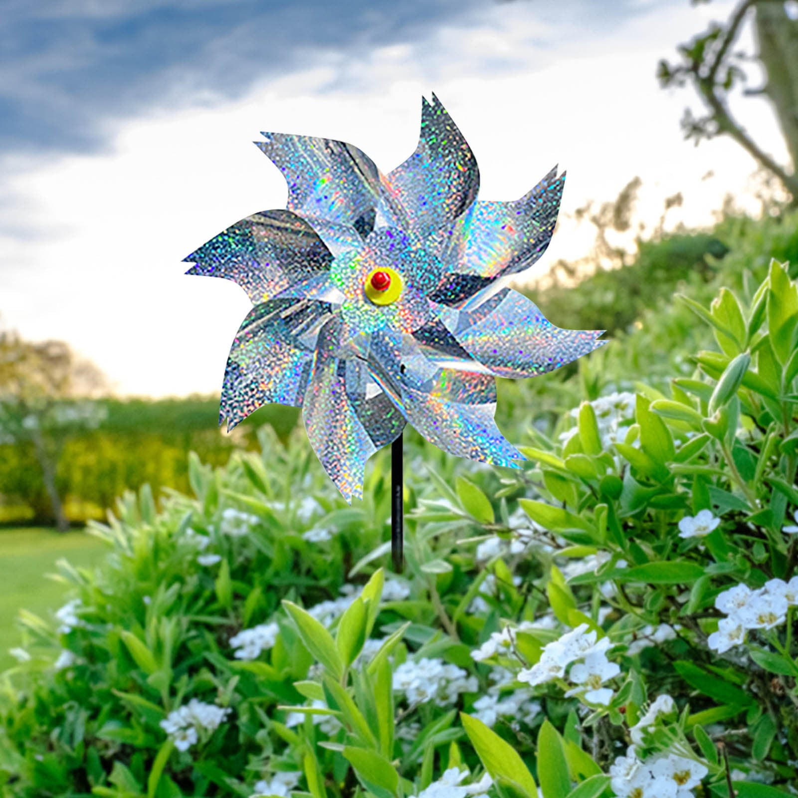Wozhidaoke Reflective Pinwheels Extra Sparkly Pinwheels for Garden ...