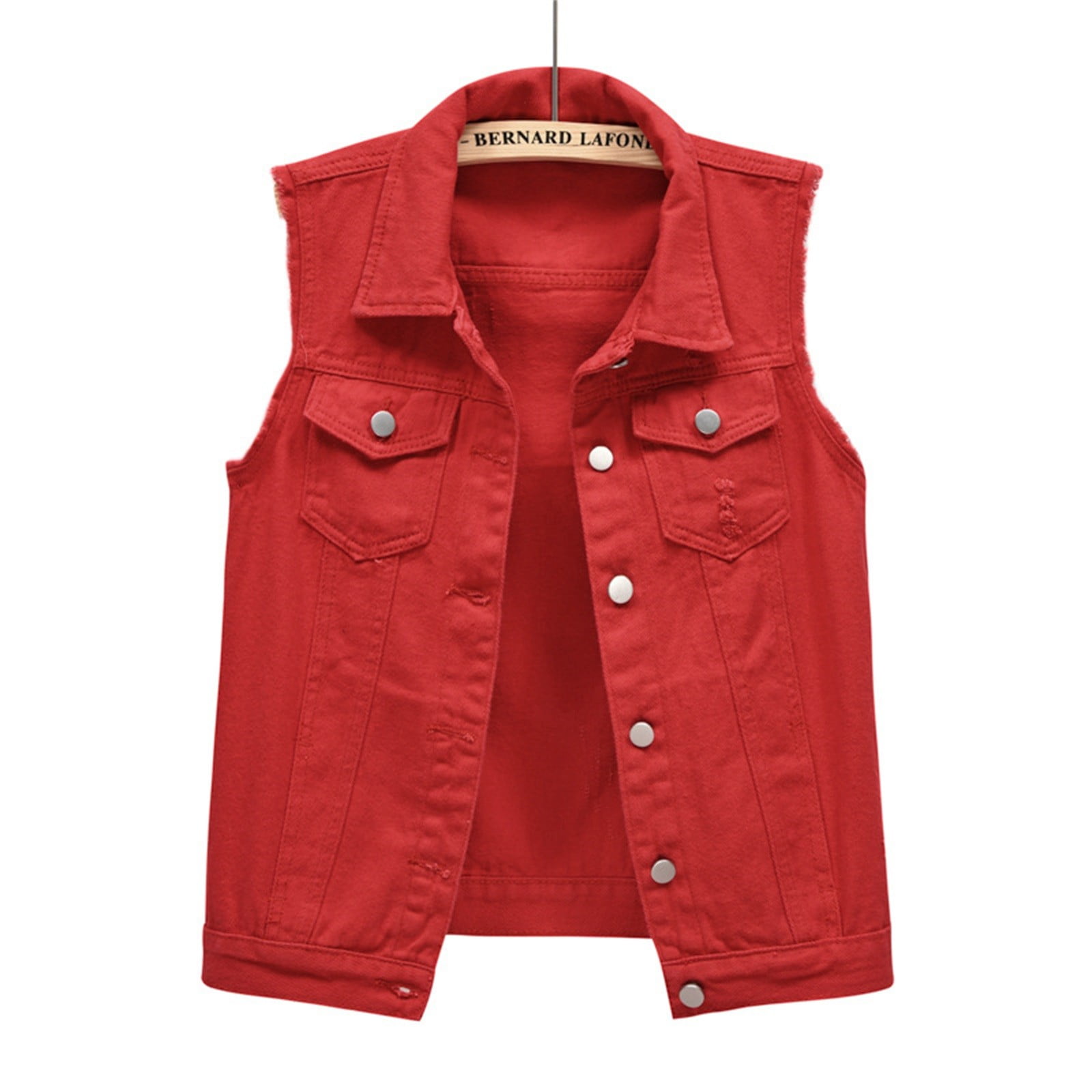 Wozhidaoke Womens Denim Vest, Sleeveless Multi Color Denim Vest Female ...