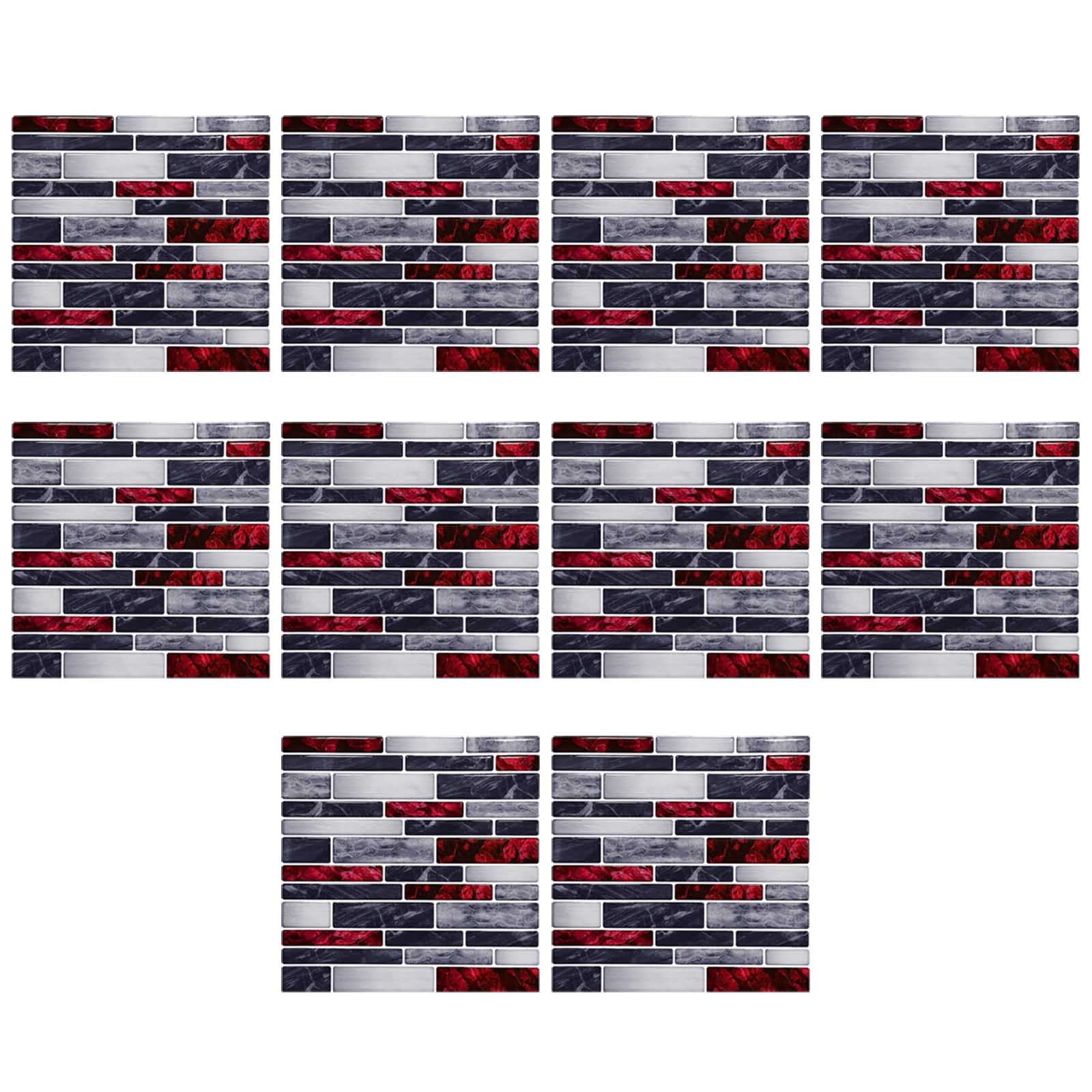 Wozhidaose Wall decor Self Adhesive 3D Tile Stickers 10 Sheets Kitchen ...