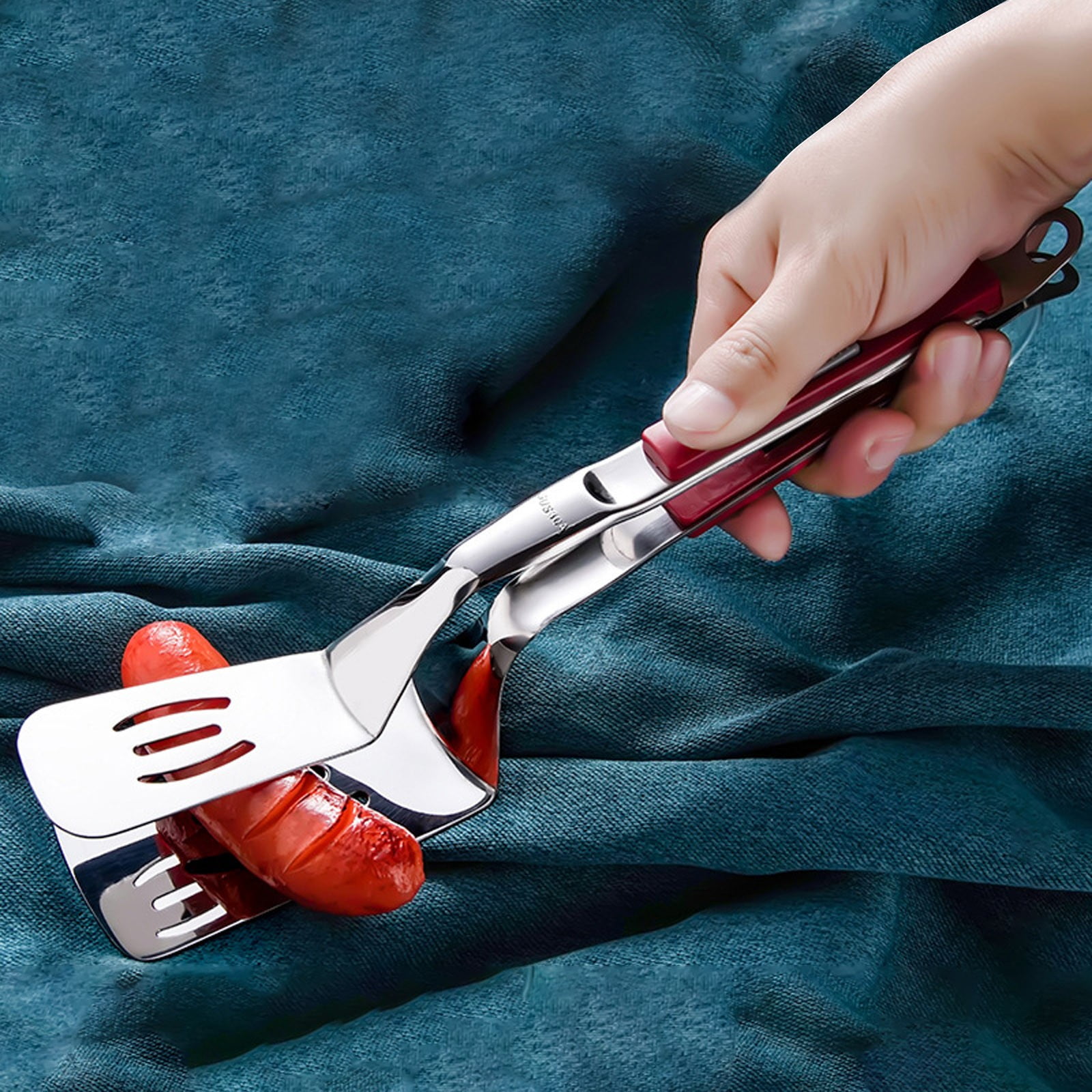 Wozhilaka Cooking Tongs 304 Sliding Buckle Steak Clip Dual Use Shovel ...