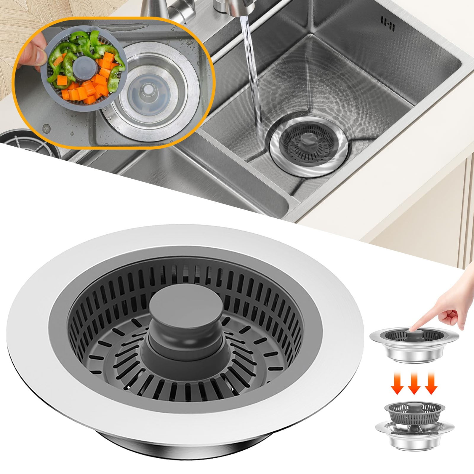 Wozhilaka Drying Rack Kitchen Drain Strainer and Stopper Upgraded ...