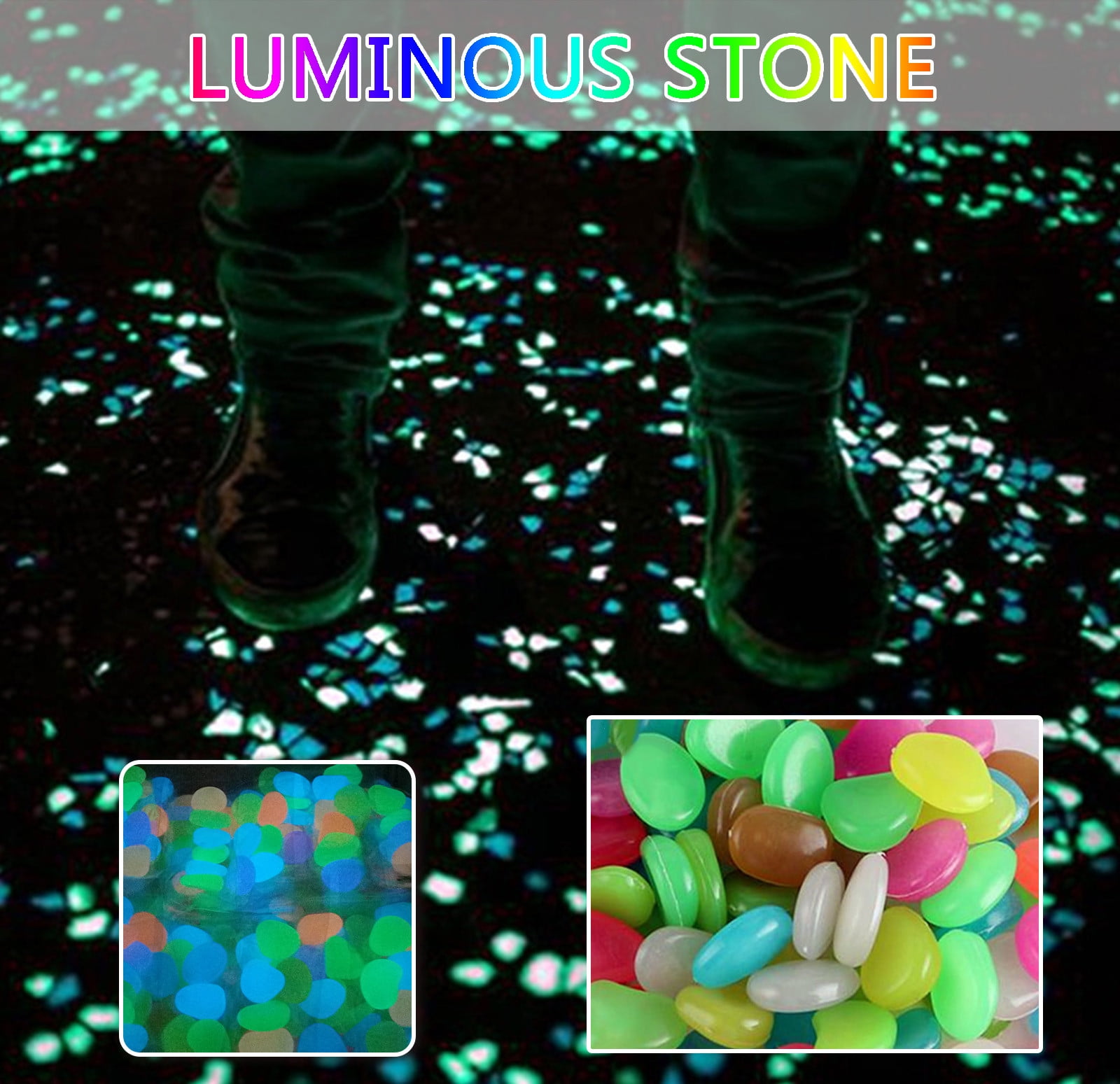 WozhuoToy 150 PCS Luminous Stones - Glow in The Dark Rocks Decorative ...