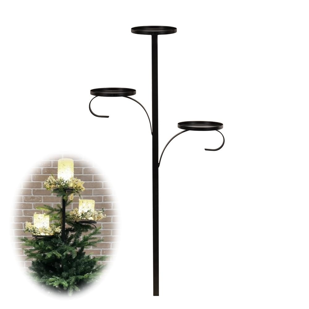 NSESSHome Black Triple Tree Topper, Tree Topper Candle Holder, 3 Tier ...