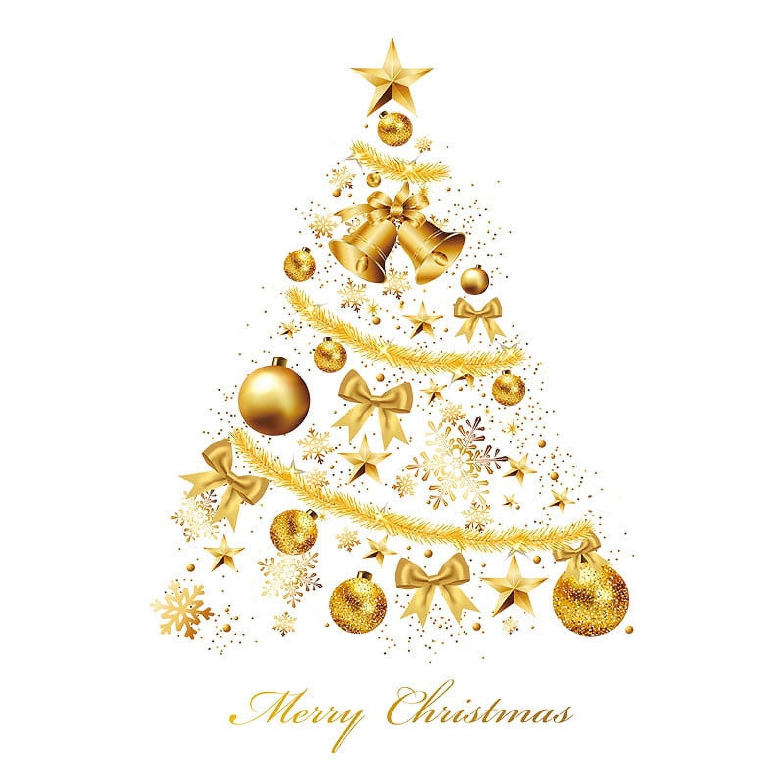 Wozhuob Christmas Tree Window Clings Stickers for Glass, Large Golden ...