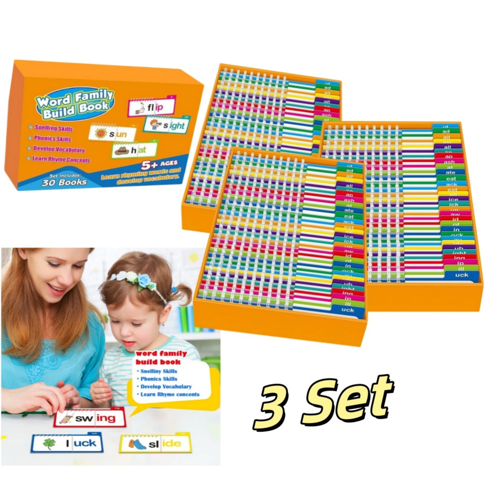 Wozii 30 Read and Rhyme Flip Books,Word Family Flip Books,Word Families,Abc Vocabulary,Sight ...