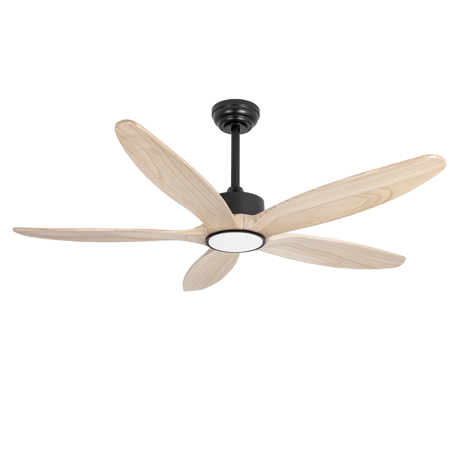 Wozzio 52-Inch Ceiling Fan with LED Light and Remote, 5 Natural Wood ...