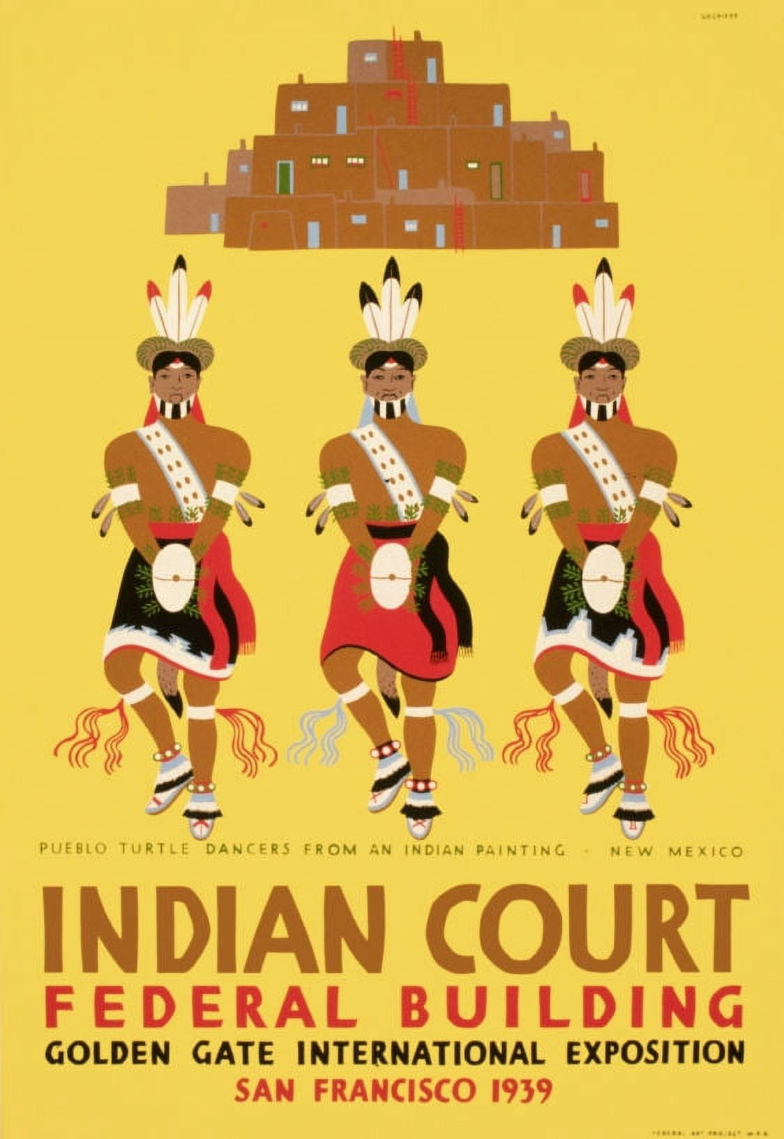 Wpa Indian Court poster Metal Sign Art Print 8x12 Multi-Color Square ...