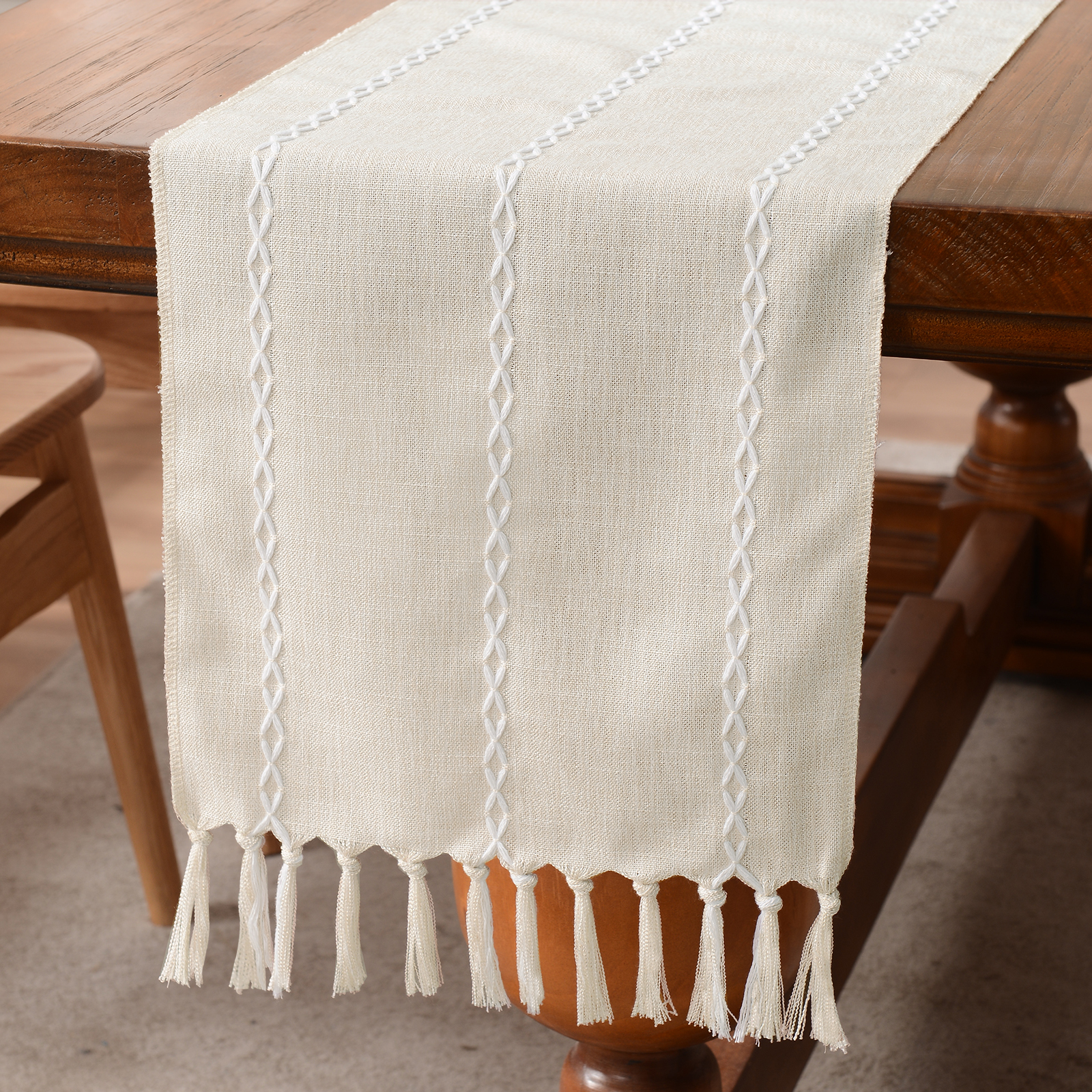 Wracra Rustic Linen Table Runner Farmhouse Style Table Runners 108 ...