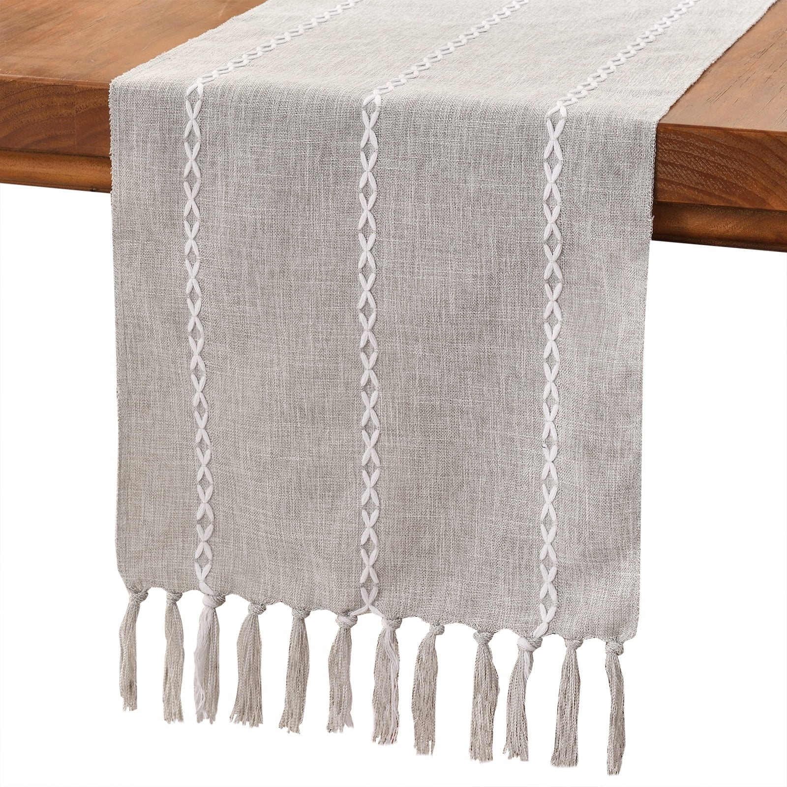 Wracra Rustic Linen Table Runner Farmhouse Style Table Runners 72 ...