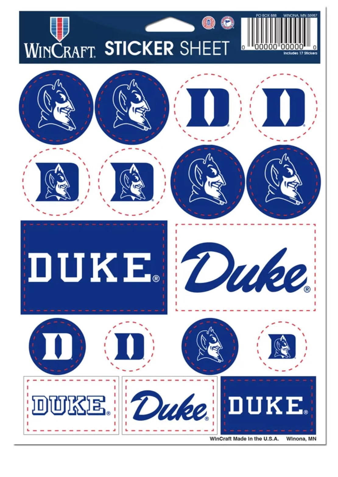 Wraft Fanatics 9416685179 5 x 7 in. Duke Blue Devils Decal Sheet ...