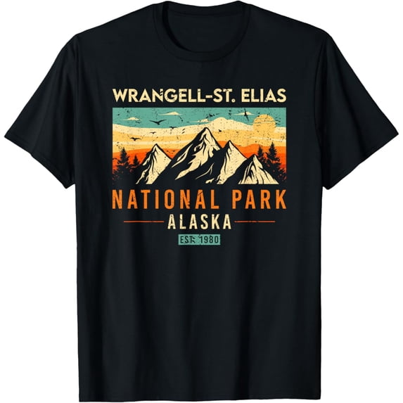 Wrangell St. Elias Est. 1980 Retro Alaska National Park T-Shirt ...
