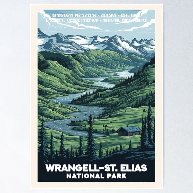 Wrangell-St. Elias National Park, Vintage Travel UNFRAMED Poster, 16x24 ...