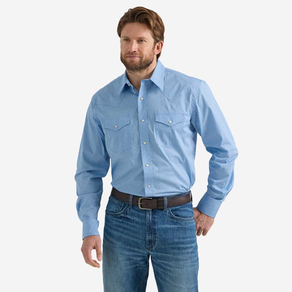 Wrangler Men's 20X Geo Print Long Sleeve Snap Stretch Western Shirt ...