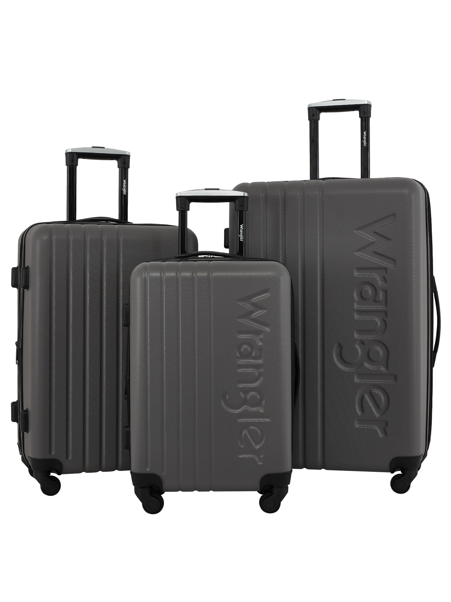 Wrangler 3-Piece Expandable Rolling Upright Luggage Set, Granite Gray ...