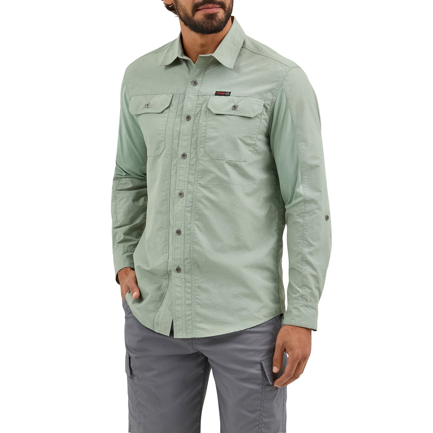 Wrangler® ATG Men's Mixed Material Shirt with UPF 40+ Protection, S-4XL ...
