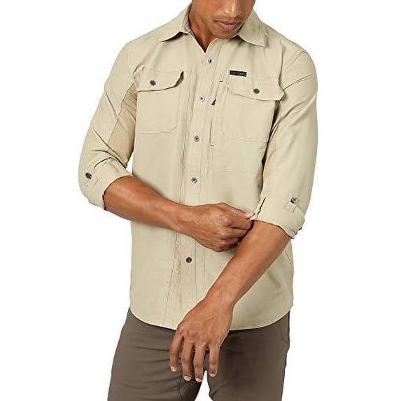 Wrangler, Men's Mixed Material Shirt, S-4XL, UPF 40+ Protection ...