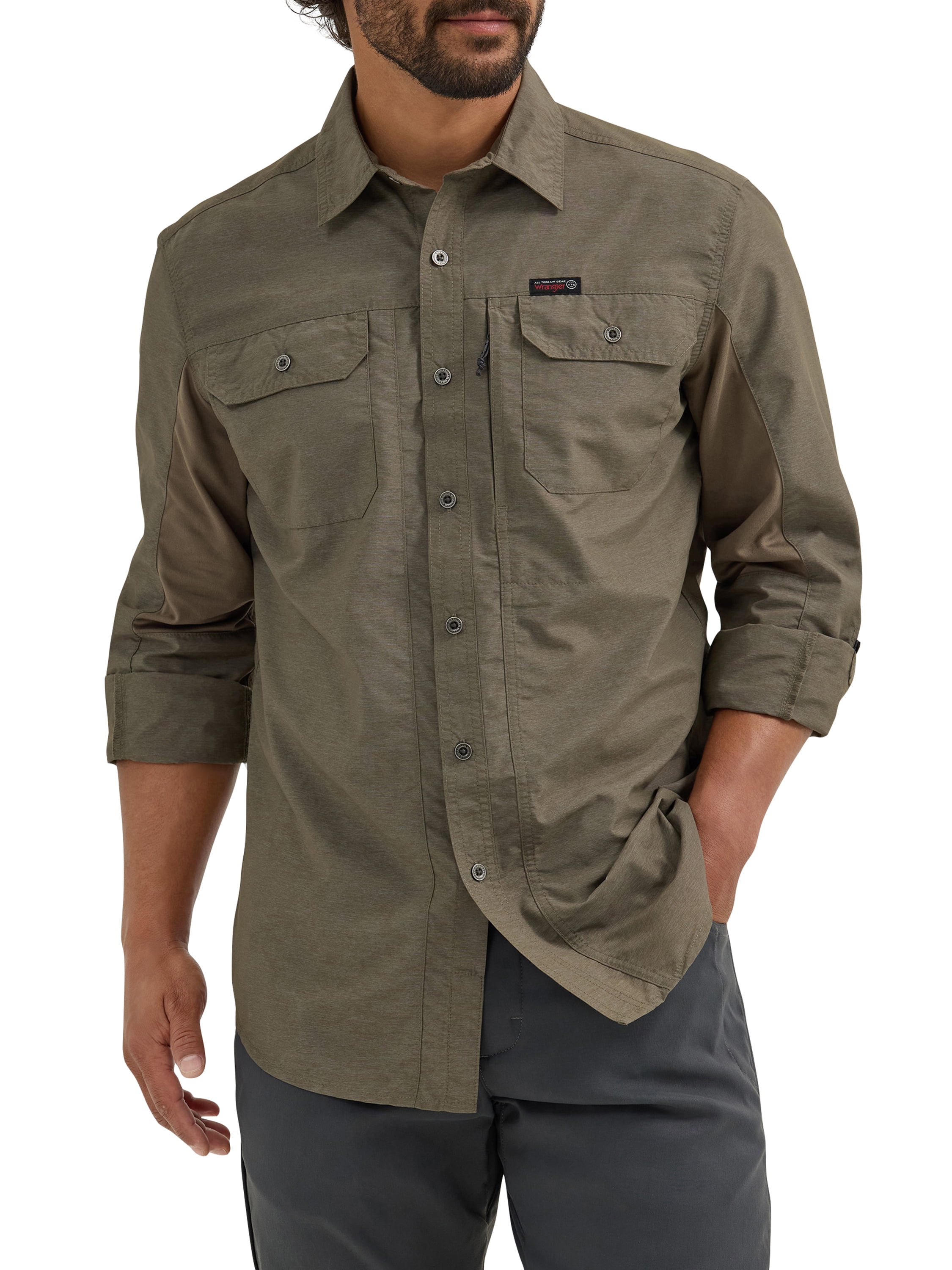 Wrangler® ATG Men's Mixed Material Shirt with UPF 40+ Protection, S-4XL ...