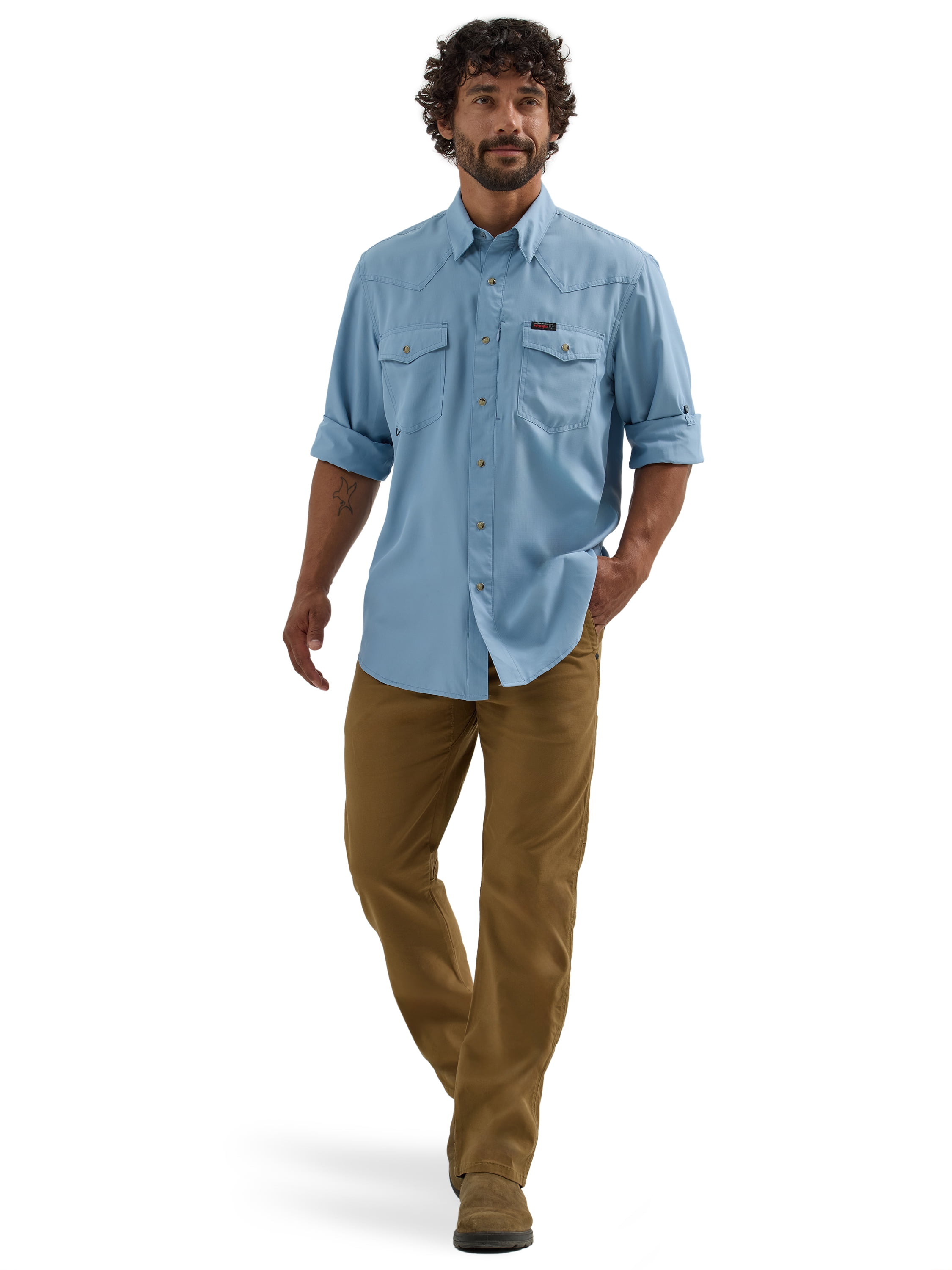 Wrangler® ATG Men's Western Performance Shirt with UPF 40+ Protection ...