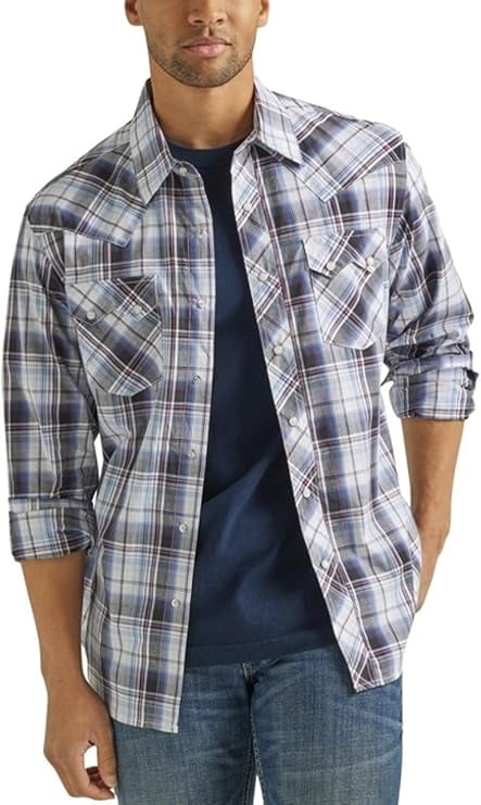Wrangler Adult Retro Sawtooth Snap Pocket Western Shirt - Walmart.com