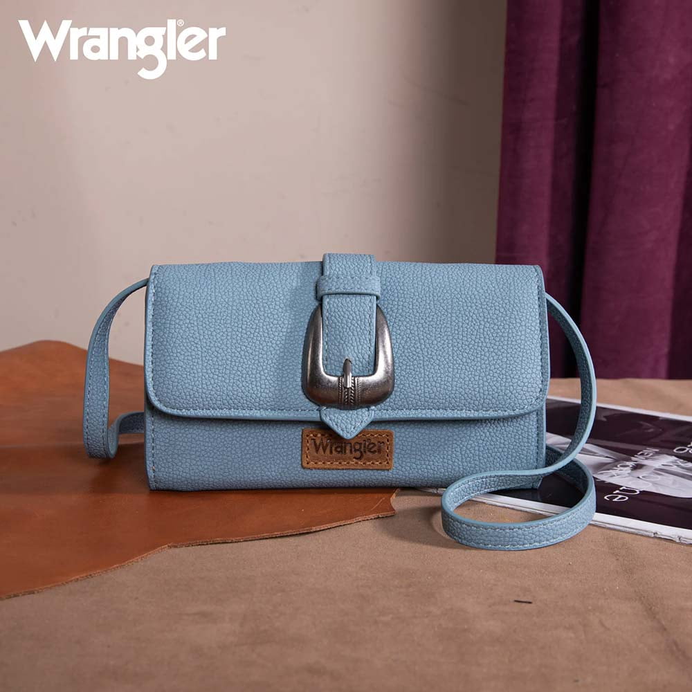 Wrangler Antique Buckle Crossbody Wallet Jean Blue - Walmart.com