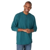 Wrangler Authentics Men's Long Sleeve Waffle Henley, Green, Large ...