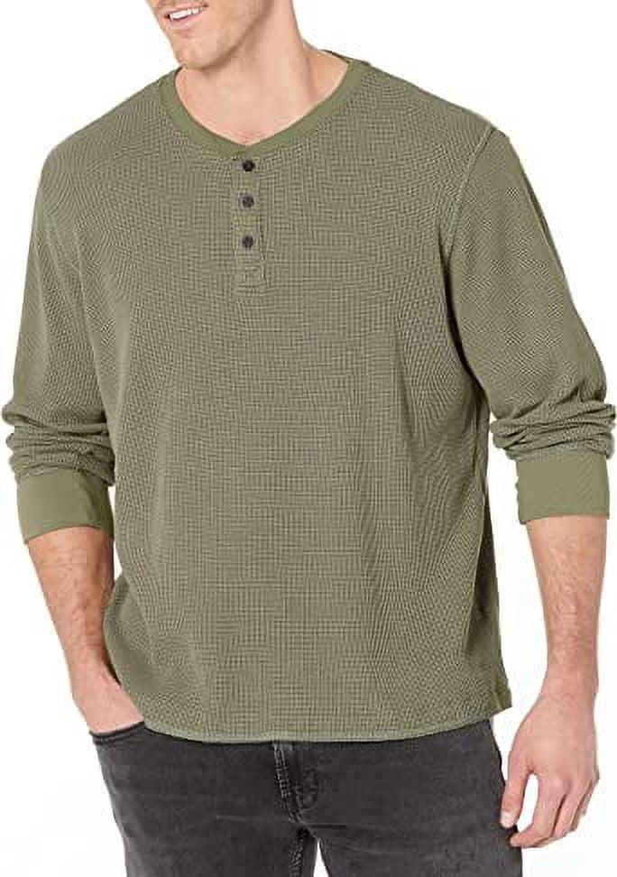 Wrangler Authentics Men's Long Sleeve Waffle Henley, Sea Spray, 3X ...