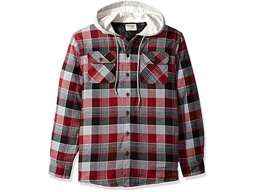 Wrangler Authentics Quilted Lined Flannel Shirt Jacket Biking Red with ...