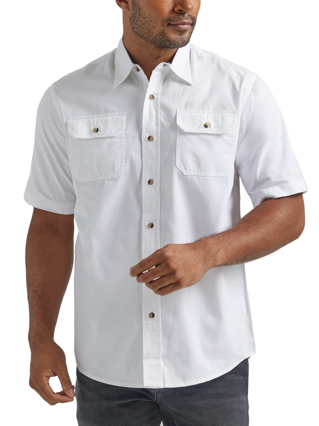 Wrangler Authentics Men's Comfort Front Bright White XX-Large Button ...