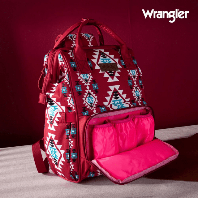Wrangler Women's Aztec Multi-Function Backpack, Burgundy, Many Pockets ...