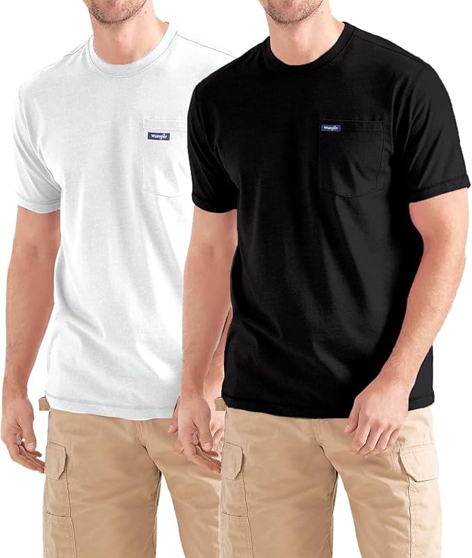 Wrangler Big and Tall T-Shirts for Men - 2 Pack Cotton Tee with Chest ...