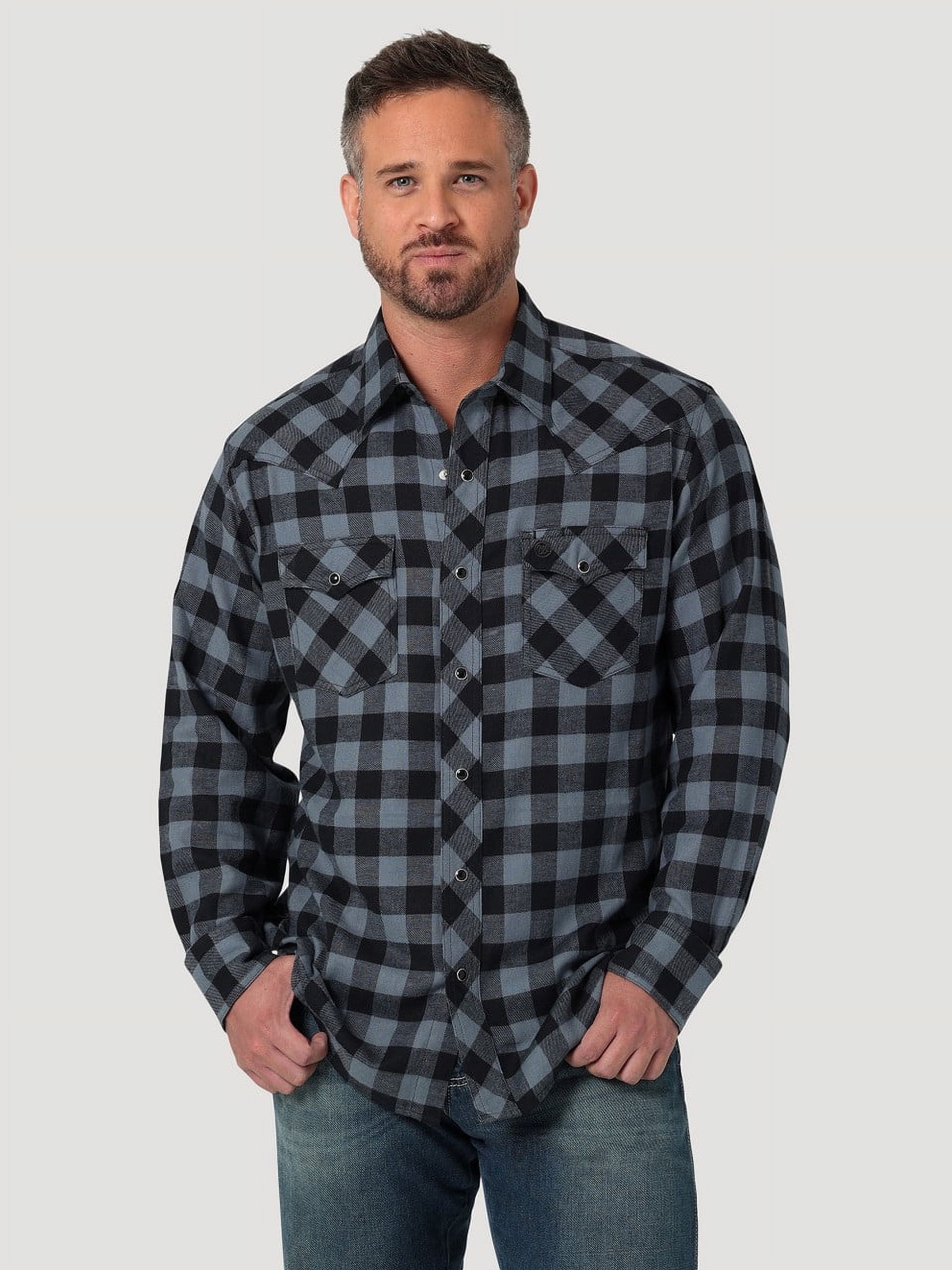 Wrangler Black Grey Retro Flannel - Mens Shirt - 112330472 - Walmart.com