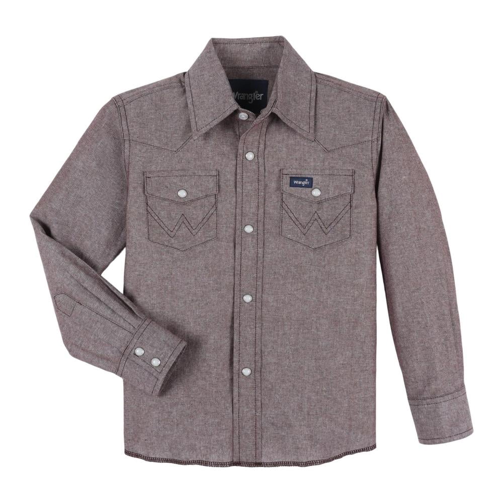 Wrangler Boys 112331247 Boys LS Work Shirt L Burgundy - Walmart.com